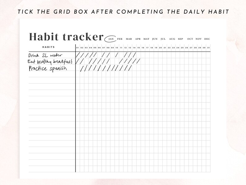 Monthly Habit Tracker Printable | A4/letter | 30 Day Habit Challenge ...