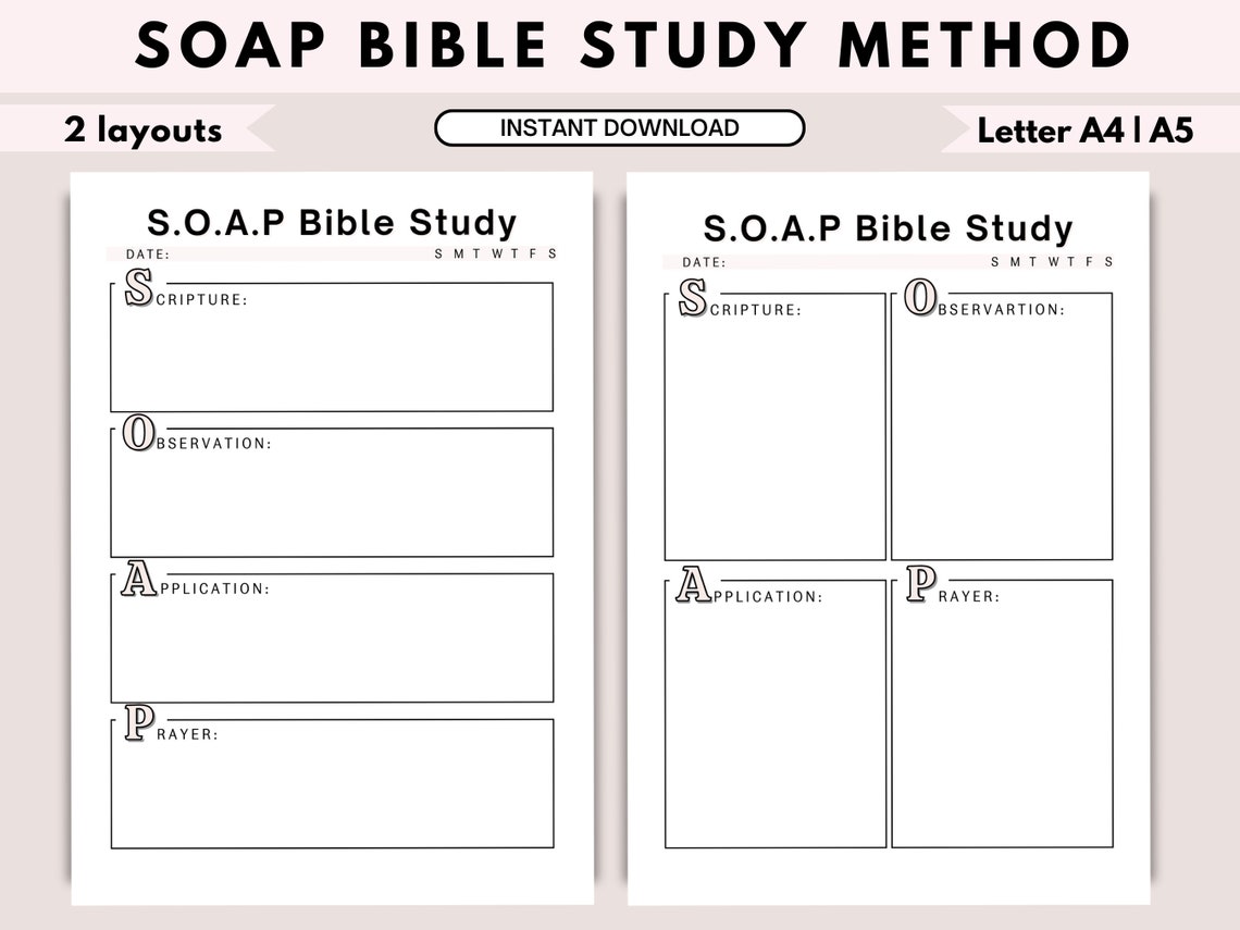 Soap Bible Study Method| Instant Download | Soap Bible Study Template ...