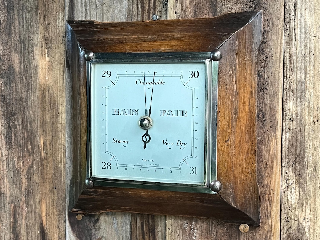 Vintage Smiths Aneroid Barometer With a Square Dial in an Oak Case ...