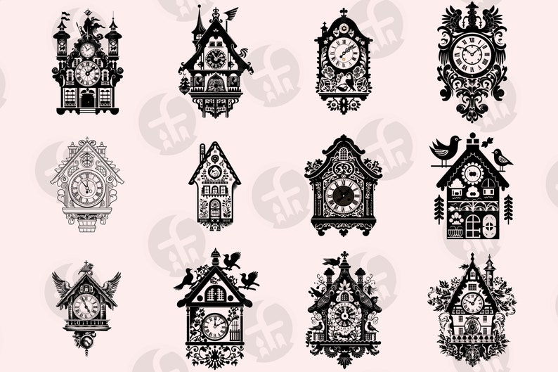 German Cuckoo Clock SVG Bundle 45 Cut Files Traditional - Etsy