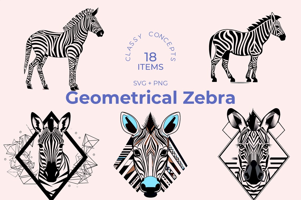 Geometrical Zebra SVG 18 Cut Files Abstract Wildlife Art - Etsy