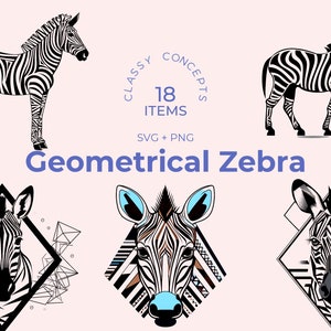Geometrical Zebra SVG 18 Cut Files Abstract Wildlife Art - Etsy