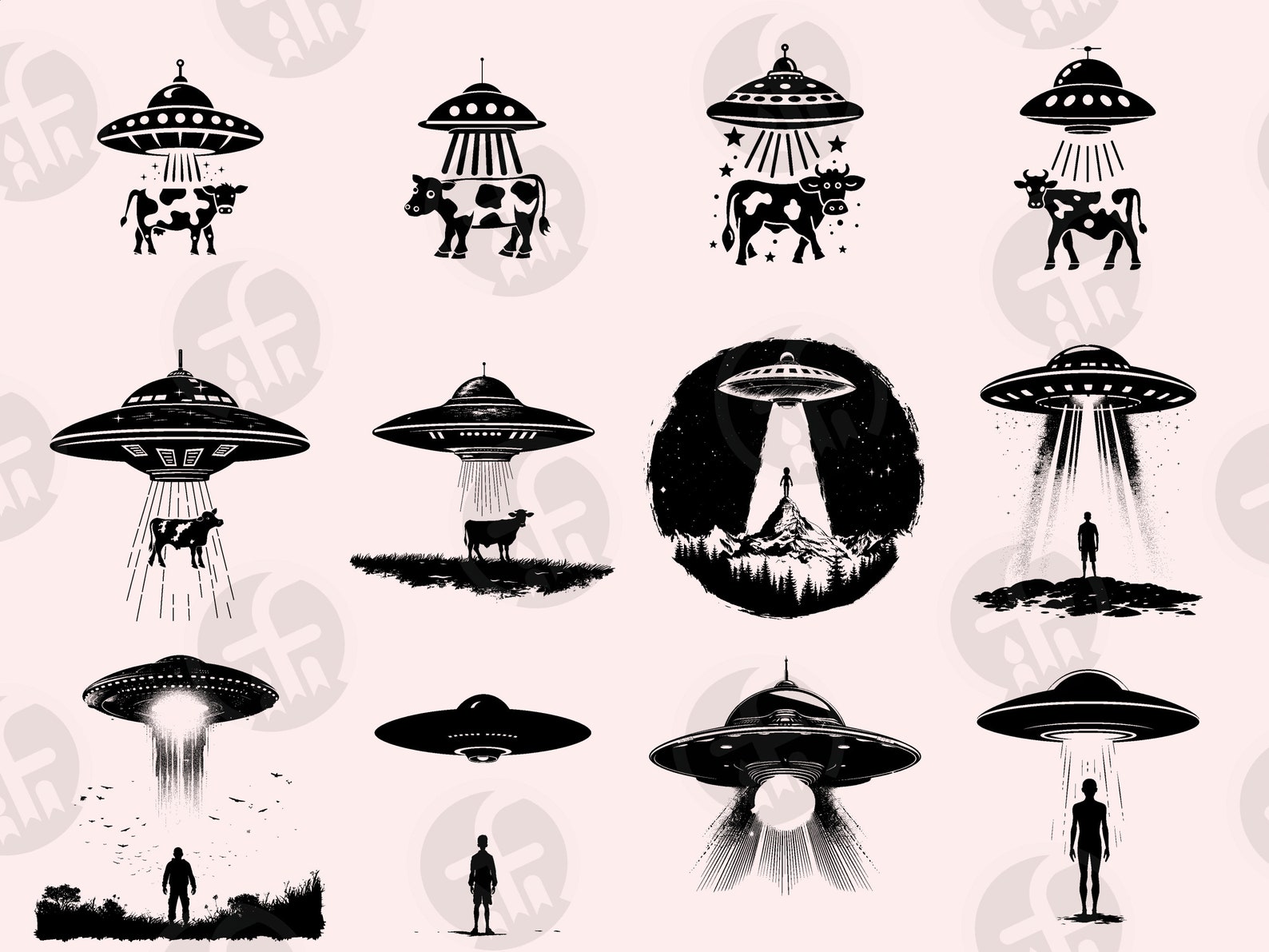 Alien SVG Bundle: 96 Sci-fi Cut Files for Cricut & Sublimation (digital ...