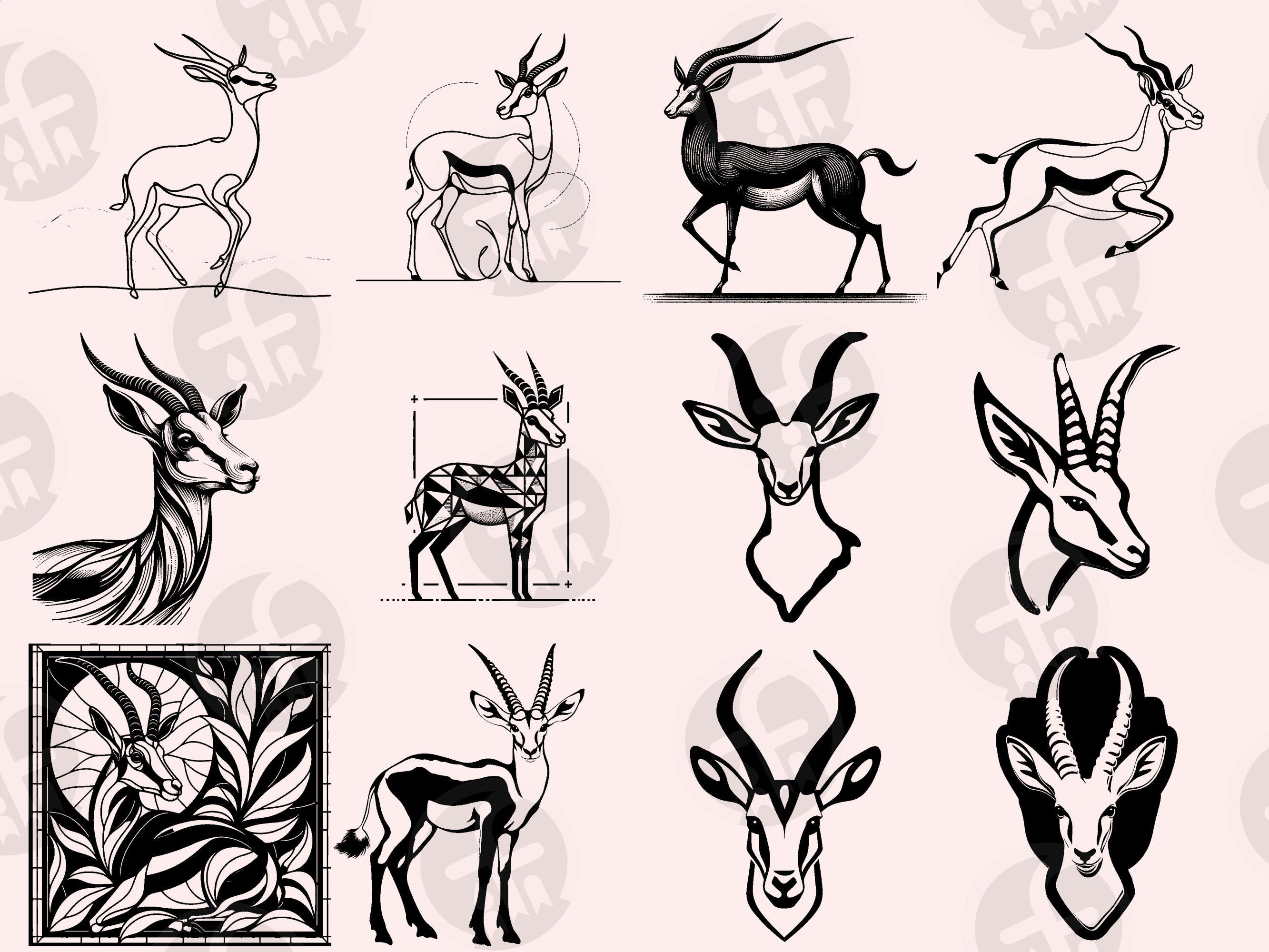 Springbok SVG Clipart Bundle: Safari Animal Designs (digital Download ...