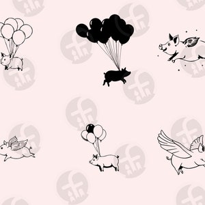 Flying Pig SVG Bundle - 36 Designs - Flying Pig Silhouette - Funny ...