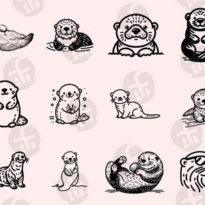 Cool Sea Otter SVG Bundle - 96 Cut Files - Cute Otter Designs for Laser ...