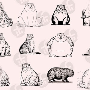 Chubby Cheetah SVG Bundle 64 Cut Files Obese Animals, Funny Cheetah ...