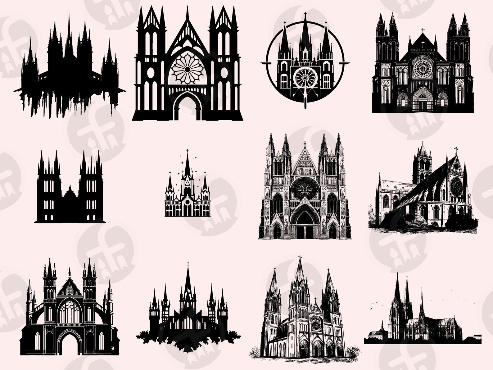 Gothic Cathedral SVG Bundle: 66 Church Designs (digital Download) - Etsy