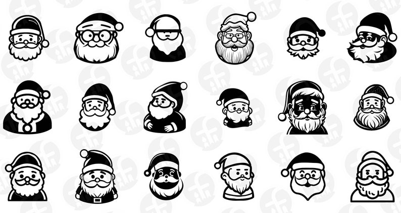 Santa SVG for Cricut Bundle 18 Design Made by AI Santa - Etsy