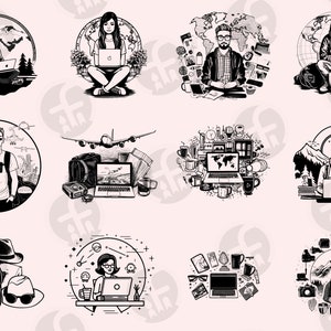 Digital Nomad SVG 78 Cut Files Lifestyle Illustrations Cricut SVG ...