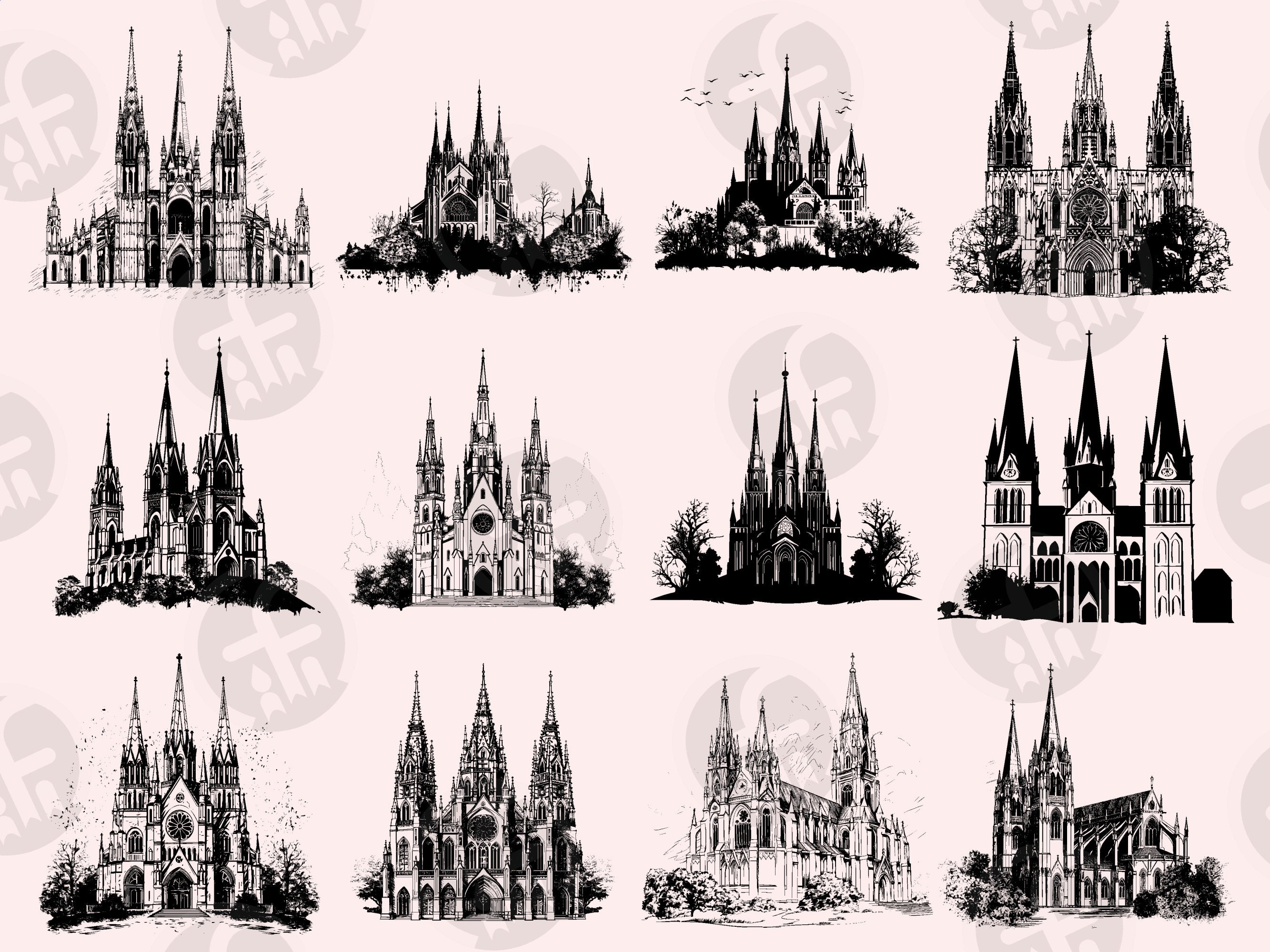 Gothic Cathedral SVG Bundle: 66 Church Designs (digital Download) - Etsy