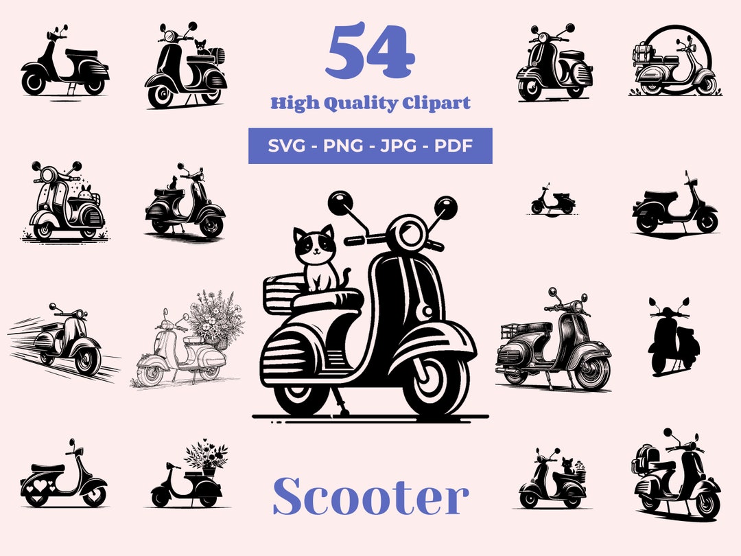 Scooter SVG Bundle - 36 Designs - Moped Clipart - Ideal for Cricut and ...