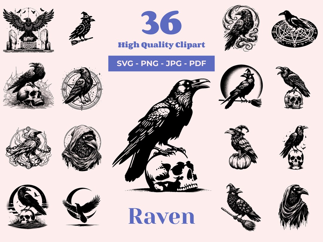 Mystical Raven SVG Bundle - 36 Designs - Halloween Decorations SVG ...