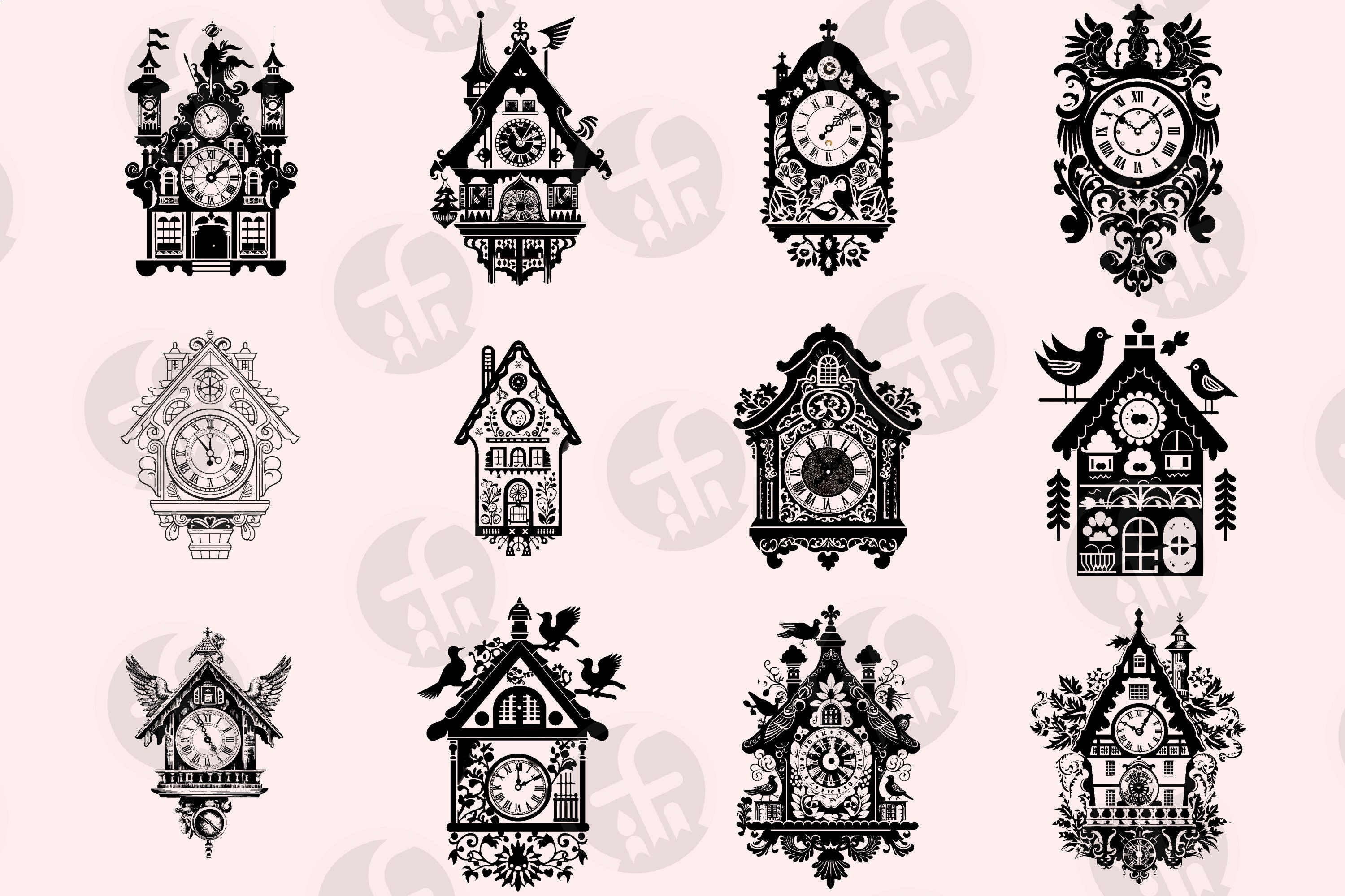 Cuckoo Clock Stencil Hanging Clock Template Nature Theme Decor Retro