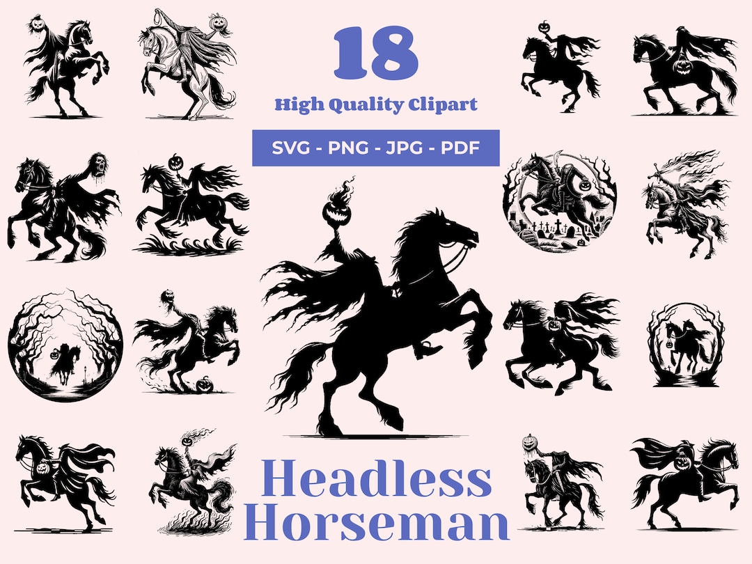 Headless Horseman SVG Bundle: Halloween Clipart, Laser Cut Files ...