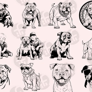 XL Bully SVG Bundle - 96 Cut Files - Muscular Dog Art - Sublimation ...