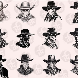 Cowboy Bandit Mask SVG - 13 Digital Art File - Wild West Outlaw Design ...