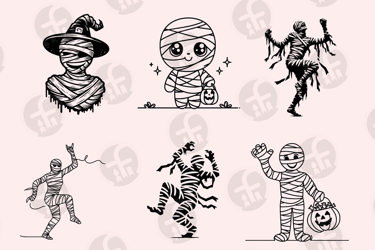 Cute Mummy SVG Bundle 36 Designs Halloween Decor SVG Adorable Mummy ...