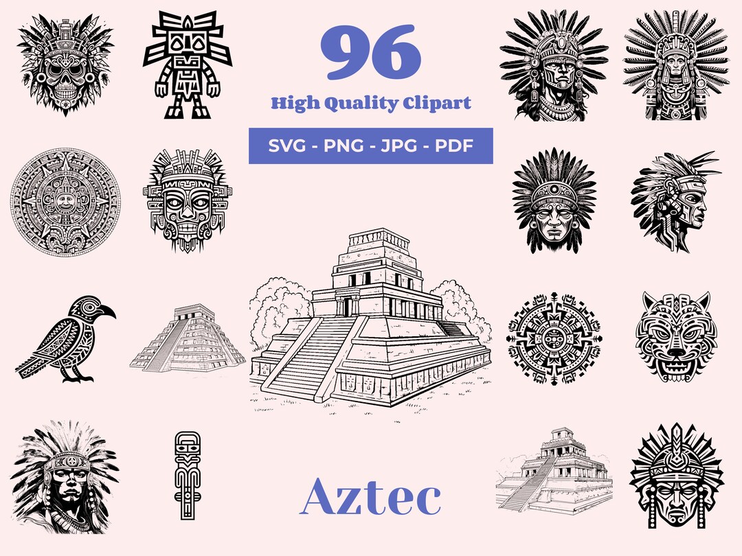 Aztec SVG Bundle - 96 Unique Designs - Ancient Mesoamerican Art ...