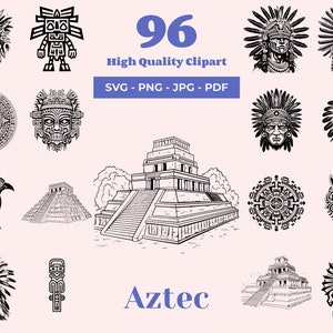 Aztec SVG Bundle - 96 Unique Designs - Ancient Mesoamerican Art ...