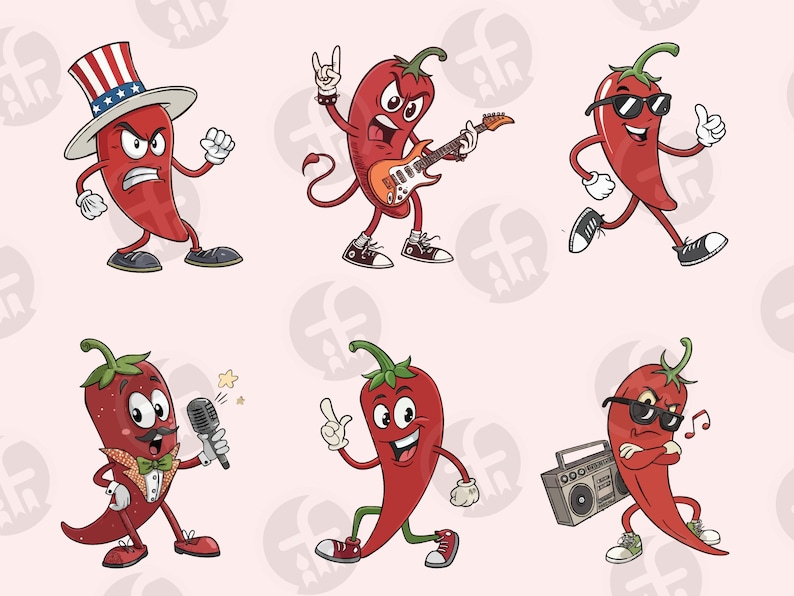 Red Hot Chili Pepper SVG Bundle: Spicy Character Designs (digital ...