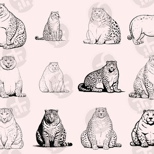 Fat Cheetah SVG Bundle - 64 Designs - Cute Cheetah Clipart - Funny Big ...