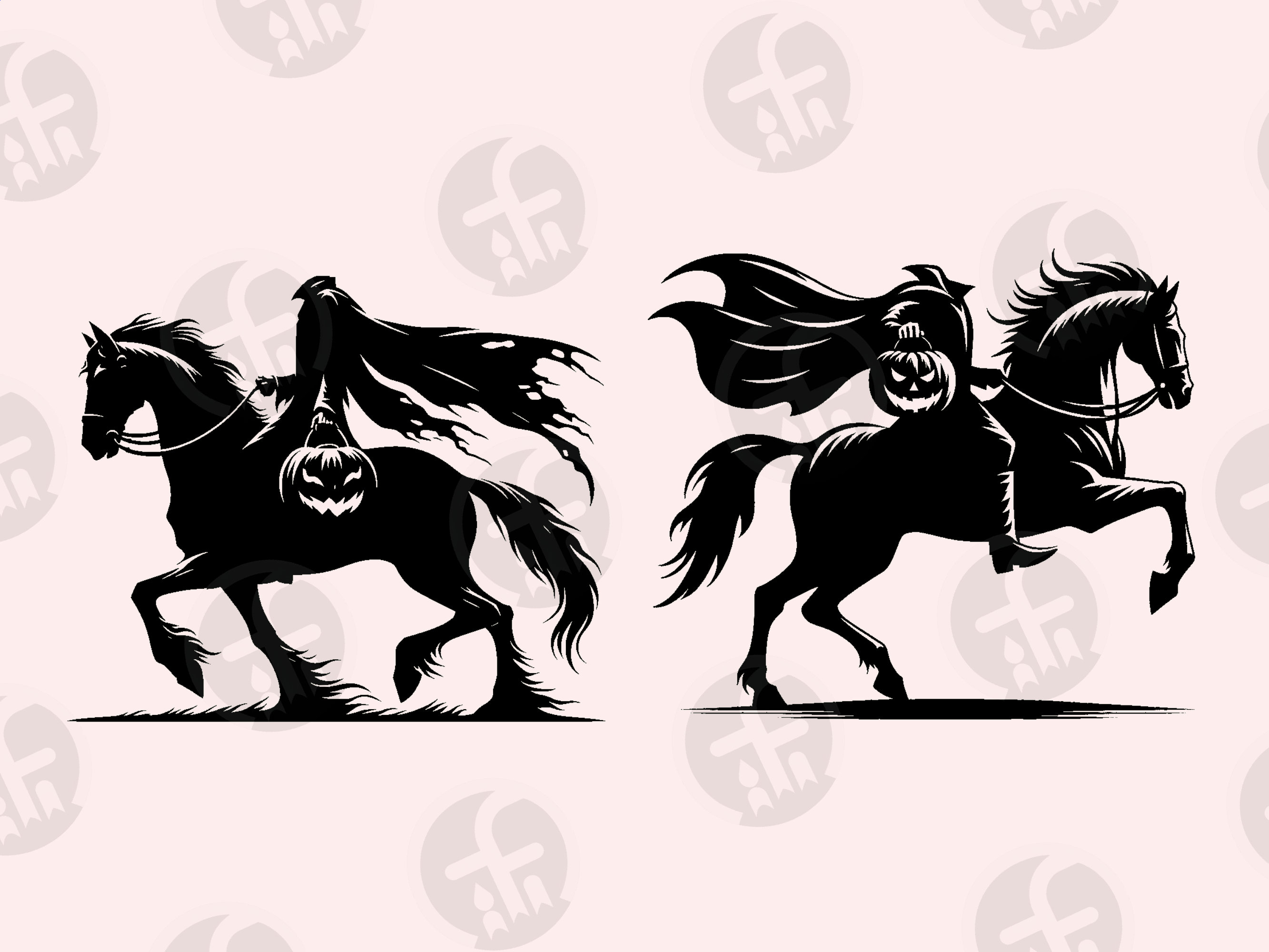Headless Horseman SVG Bundle: Halloween Clipart, Laser Cut Files ...