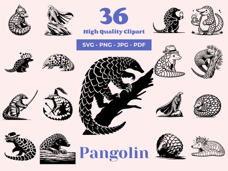 Pangolin SVG Bundle: 36 Scaled Animal Designs (digital Download) - Etsy