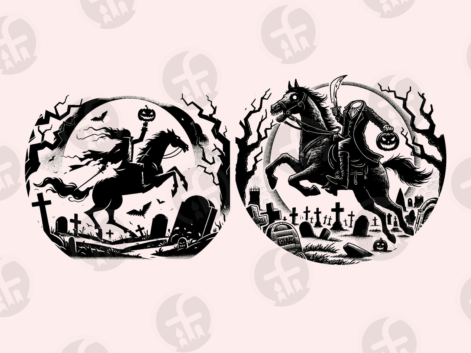 Headless Horseman SVG Bundle: Halloween Clipart, Laser Cut Files ...