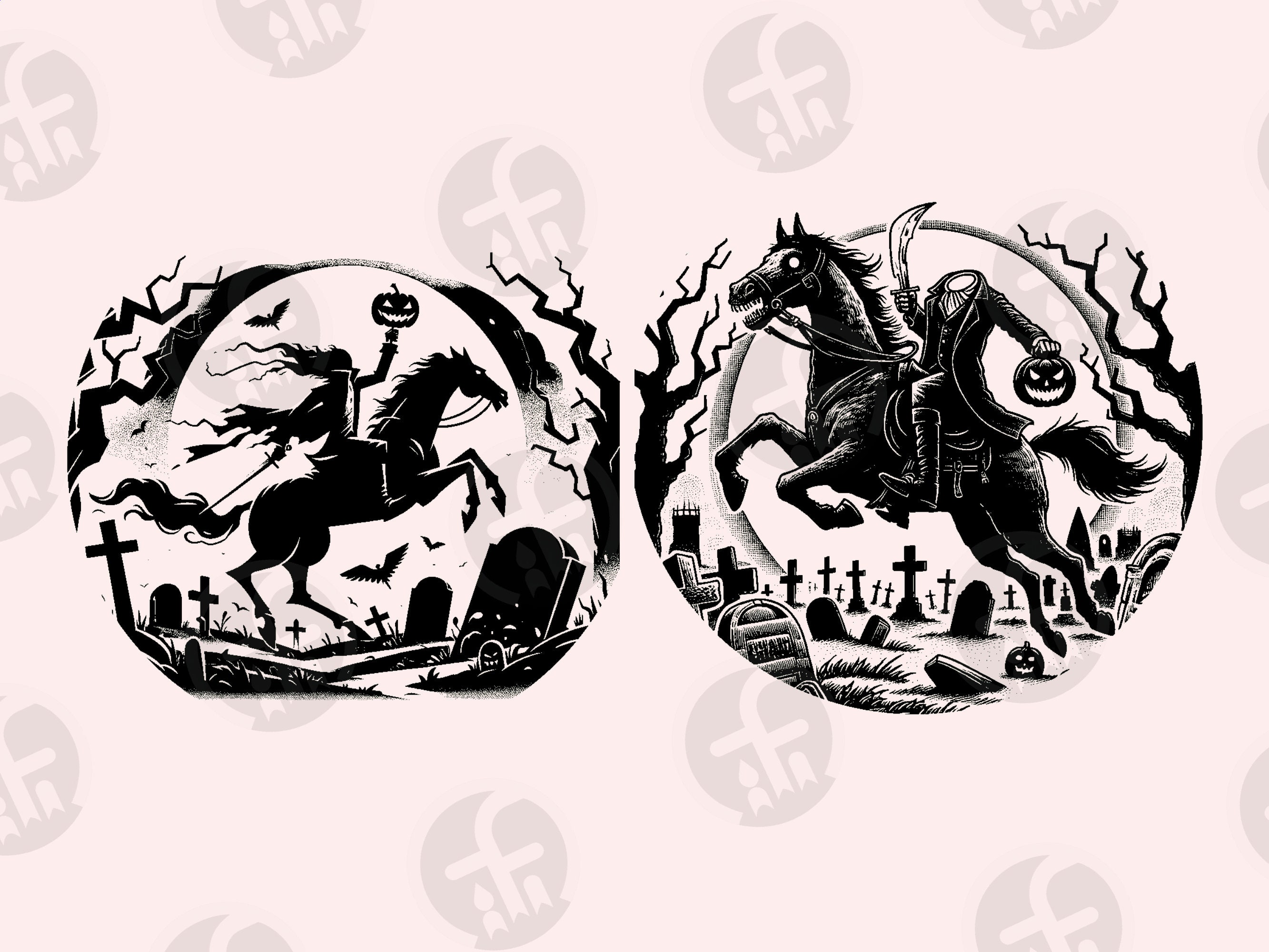 Headless Horseman SVG Bundle: Halloween Clipart, Laser Cut Files ...