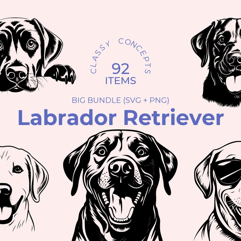 Labrador Retriever Clip Art Black and White - Etsy
