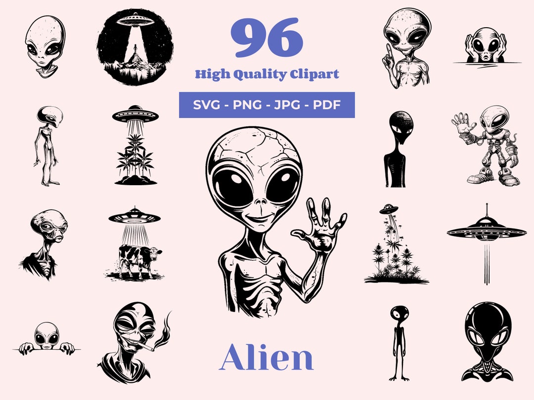 Alien SVG Bundle: 96 Sci-fi Cut Files for Cricut & Sublimation (digital ...