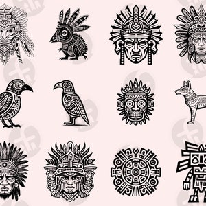 Aztec SVG Bundle - 96 Unique Designs - Ancient Mesoamerican Art ...