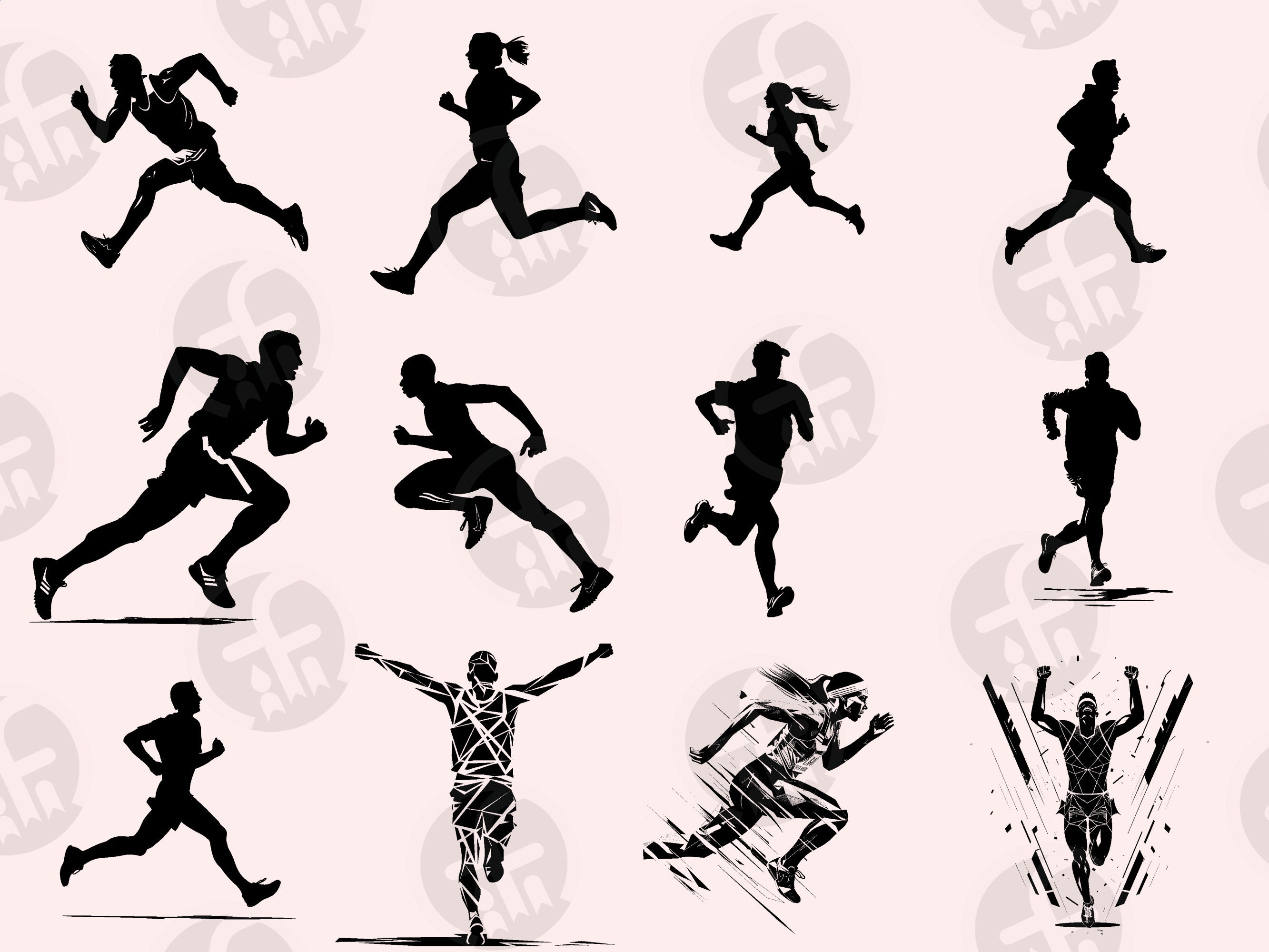 Runner Silhouette SVG Bundle: Athletic Clipart Designs (digital ...