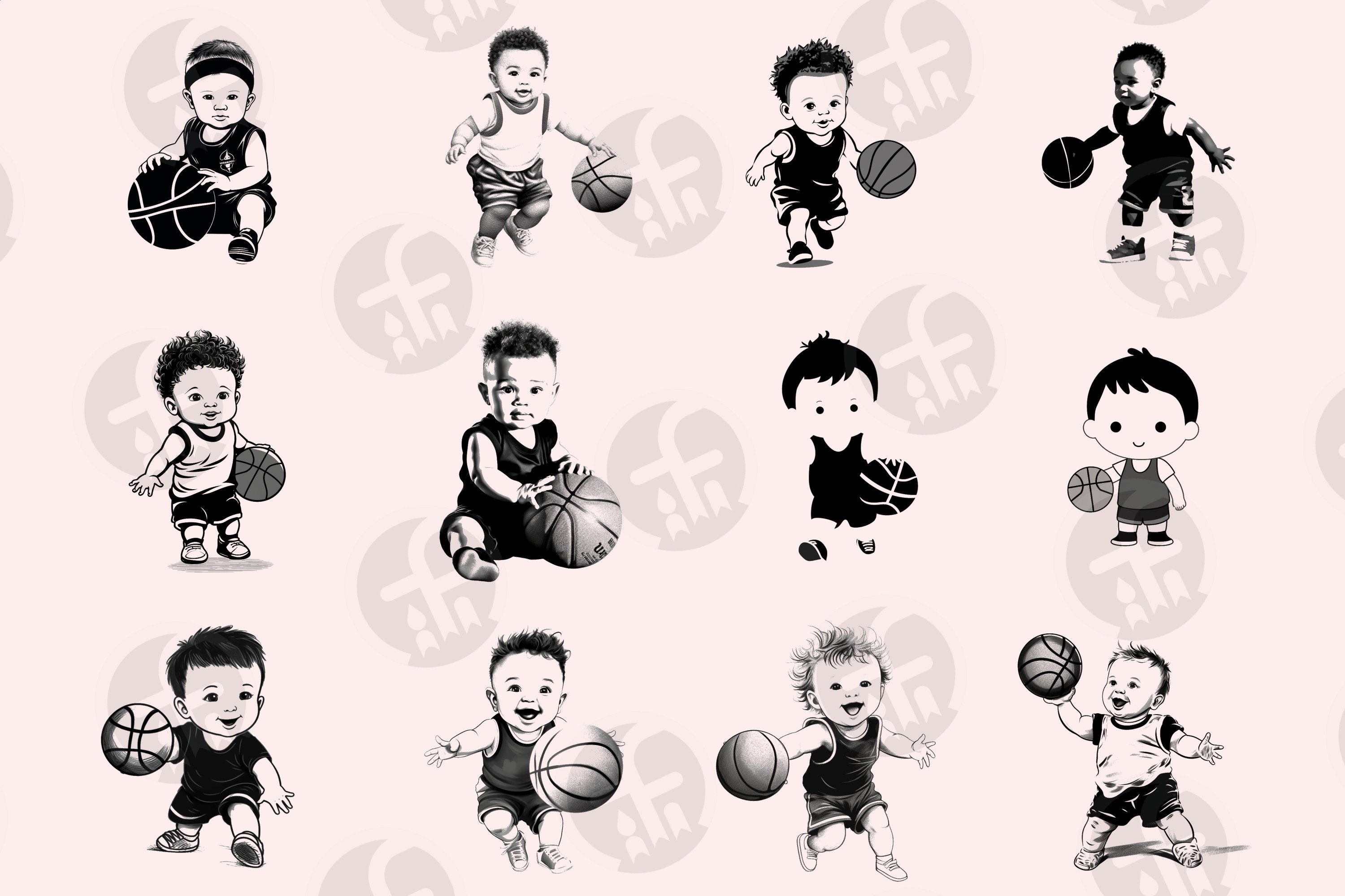 Baby Plays Basketball SVG 36 Cut Files Cute Basketball - Etsy