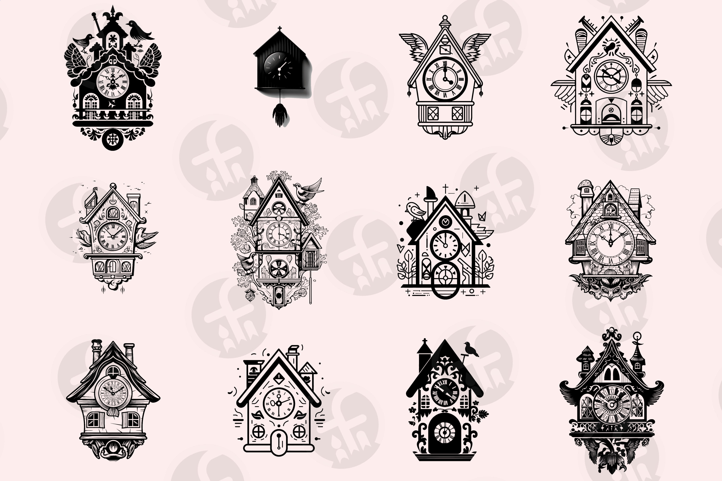 German Cuckoo Clock SVG Bundle 45 Cut Files Traditional - Etsy