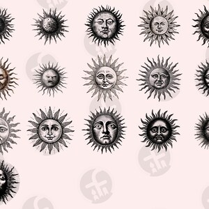 The Sun SVG Bundle - 136 Vintage Engravings - Cut Files - Sun Face ...