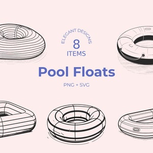 Pool Floats SVG - 8 Minimalist Line Artworks - Inflatable Ring Design ...