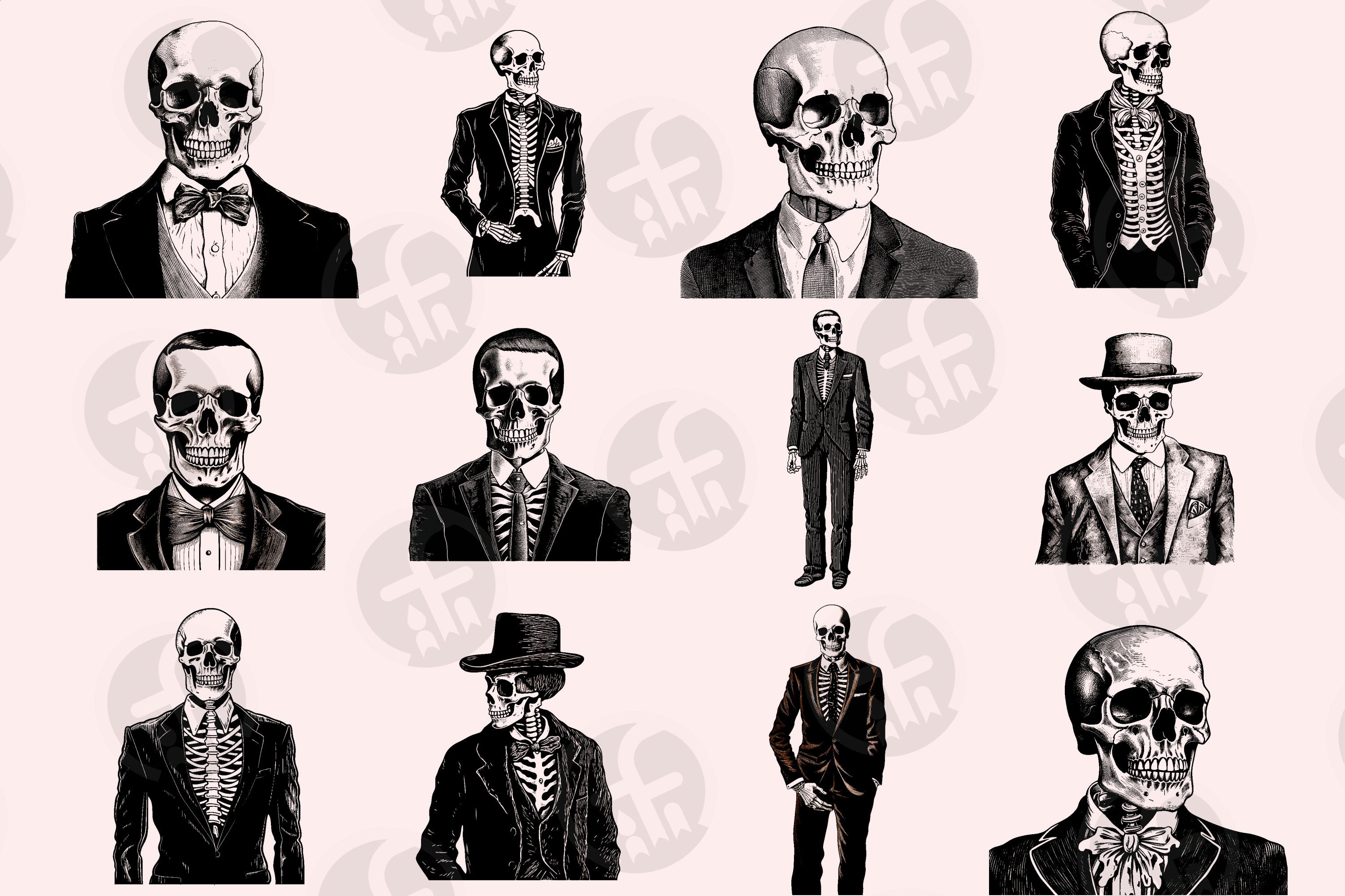 Skeleton in Suit SVG Bundle 36 Vintage Engraving Cut Files - Etsy