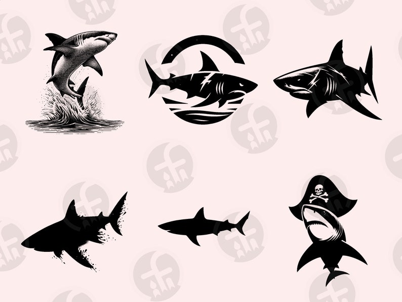 Shark SVG Bundle – 36 Ocean Predator Designs for Cricut (digital ...