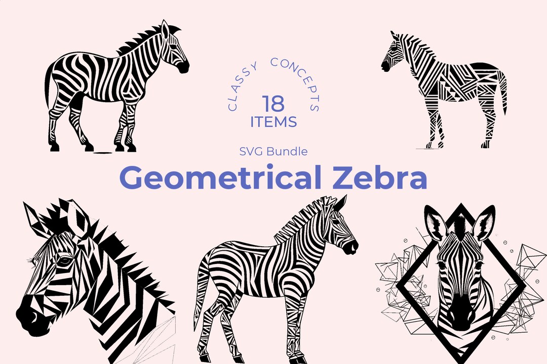 Geometrical Zebra SVG - 18 Cut Files - Abstract Wildlife Art - Zebra ...