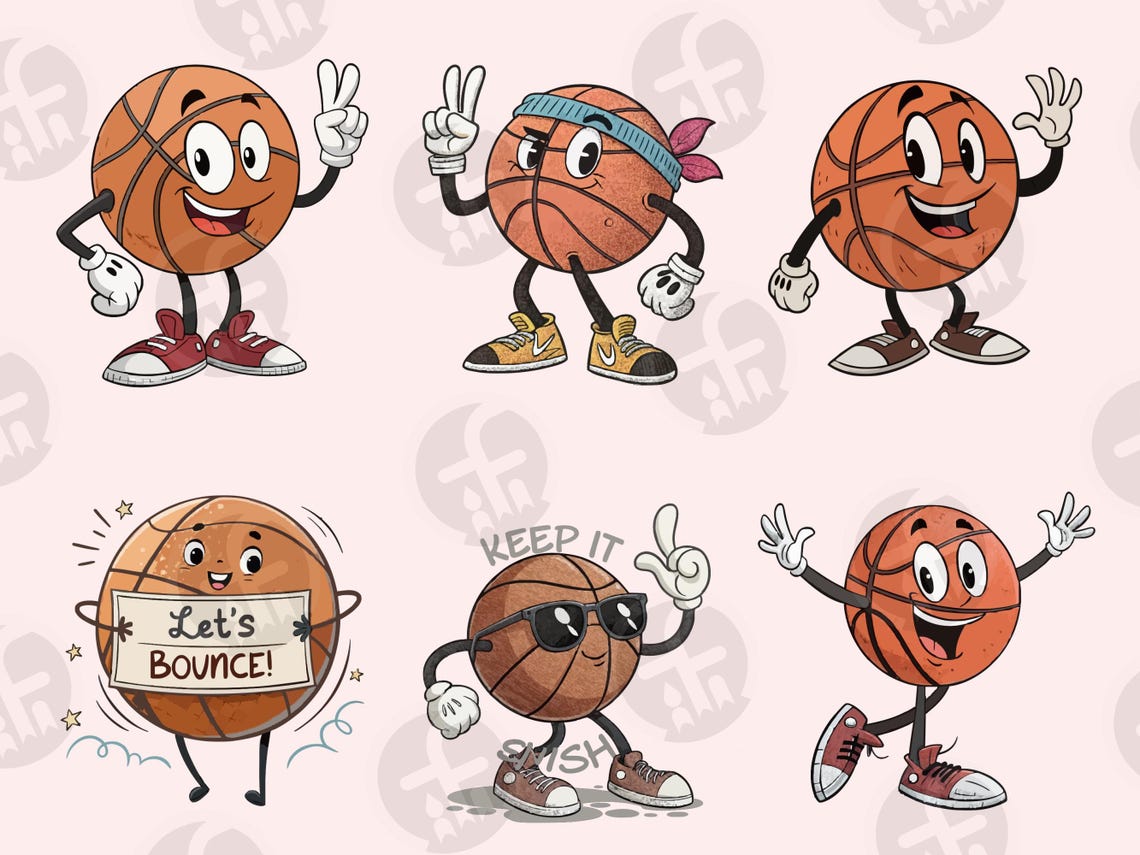 Cartoon Basketball SVG Bundle: Retro Mascot Designs (36 Designs ...