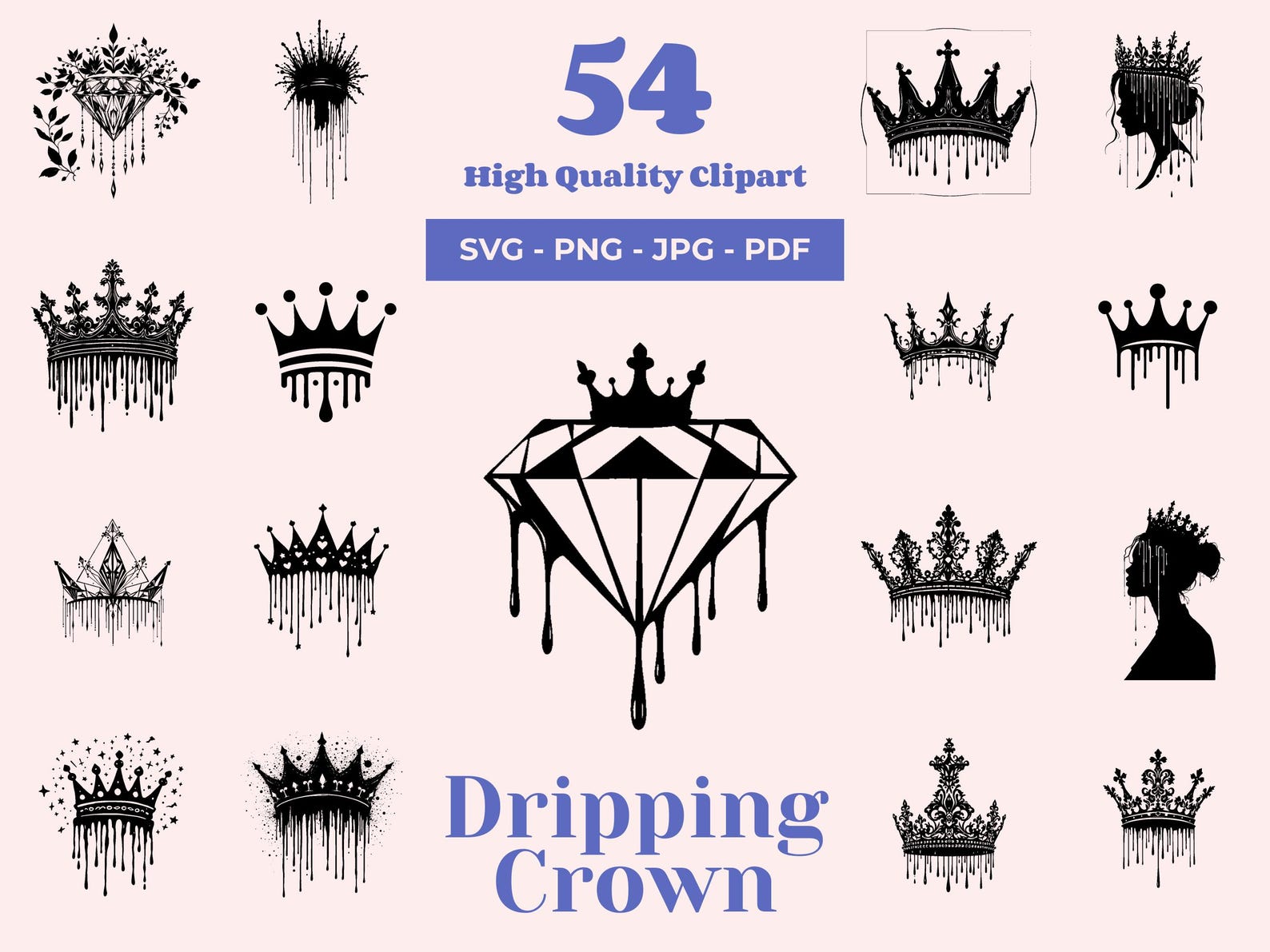 Dripping Crown SVG Bundle: 54 Regal Drip Art Designs (cricut File) - Etsy