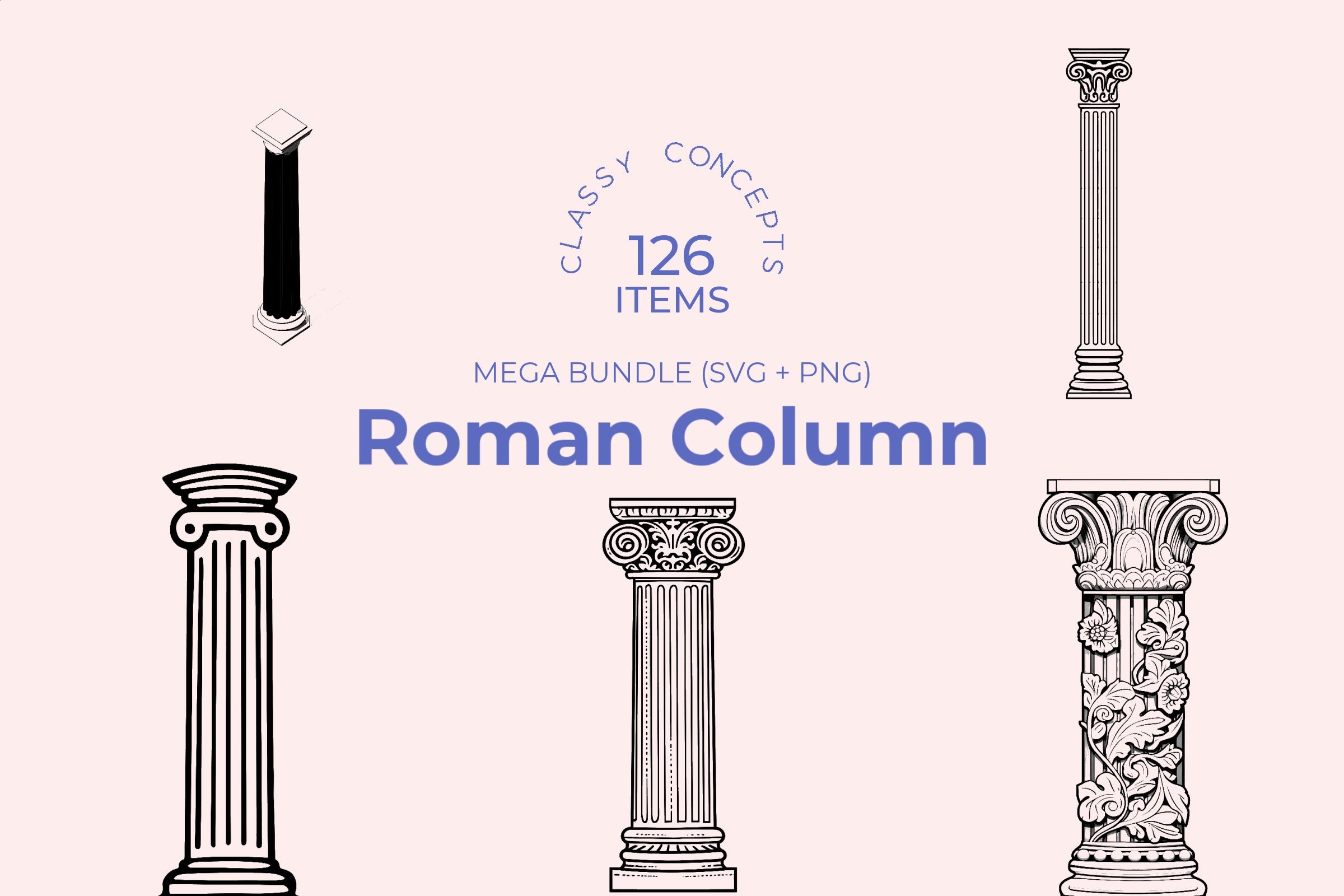 Roman Column SVG Bundle 126 Cut Files Ancient Architecture - Etsy