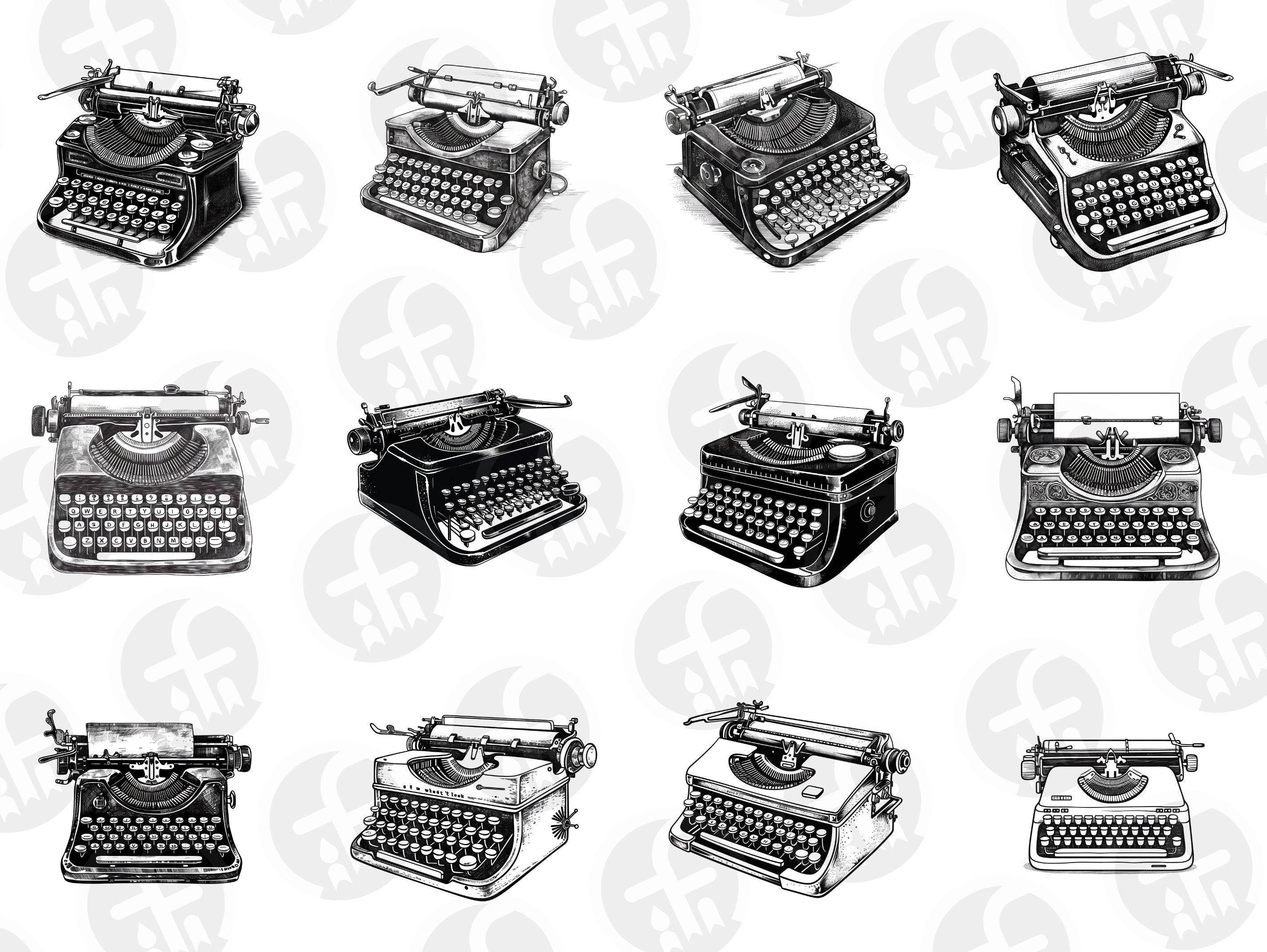 Typewriter SVG 12 Vintage Design Black and White Classic - Etsy