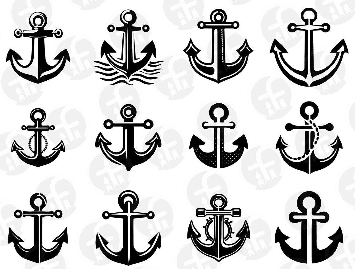 Anchor SVG Bundle 12 Design Made by AI Anchor Silhouette - Etsy