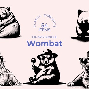 Wombat SVG Bundle 54 Cut Files Quirky Australian Marsupial Designs for ...