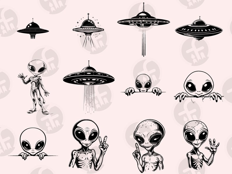 Alien SVG Bundle: 96 Sci-fi Cut Files for Cricut & Sublimation (digital ...