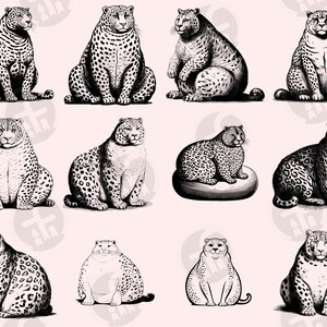 Fat Cheetah SVG Bundle - 64 Designs - Cute Cheetah Clipart - Funny Big ...