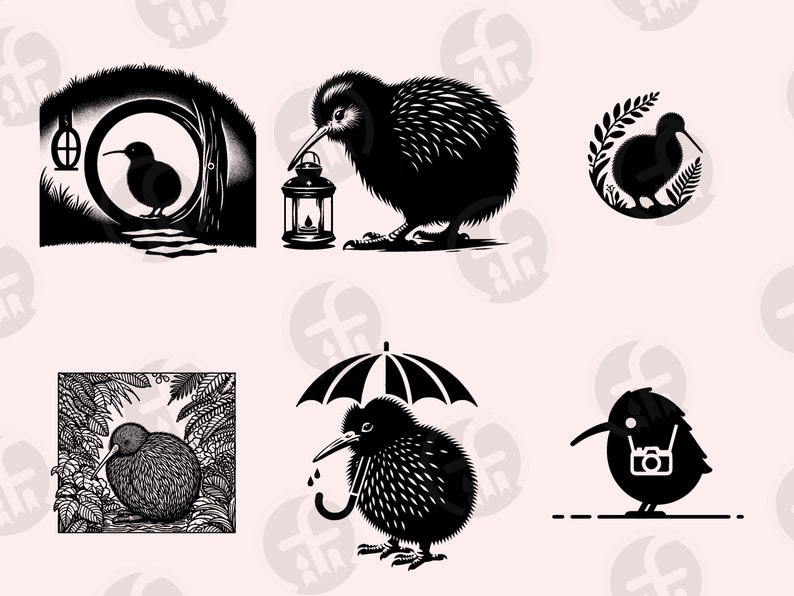 Kiwi Bird SVG Clipart Bundle: New Zealand Bird Designs (36 Cut Files ...